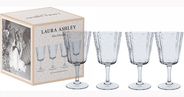 Laura Ashley Ποτήρι Κρασιού Γυάλινο Φυσητό Σετ 4τμχ Glass 38cl